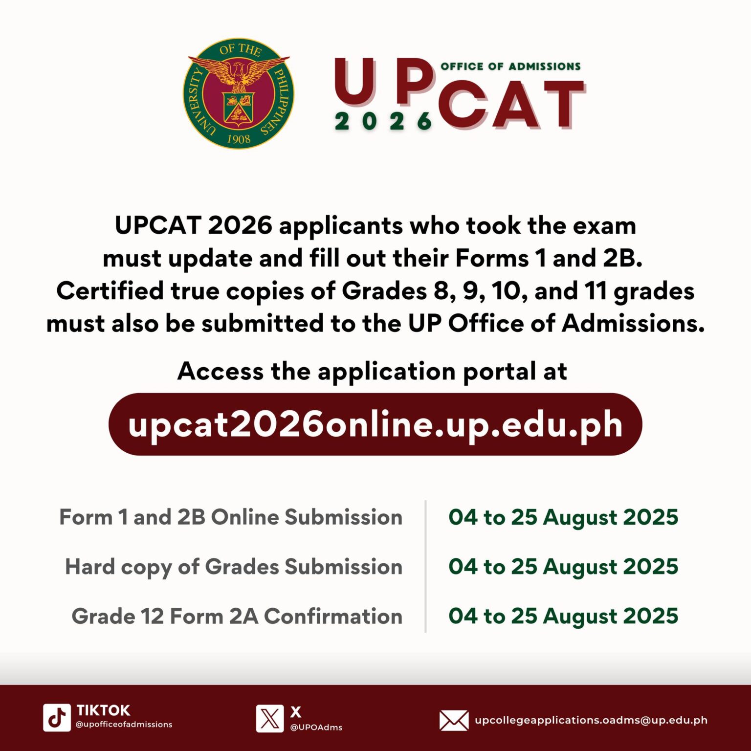 UPCAT 2026 Form 2B, Form 2A, and Grades Submission – University of the ...